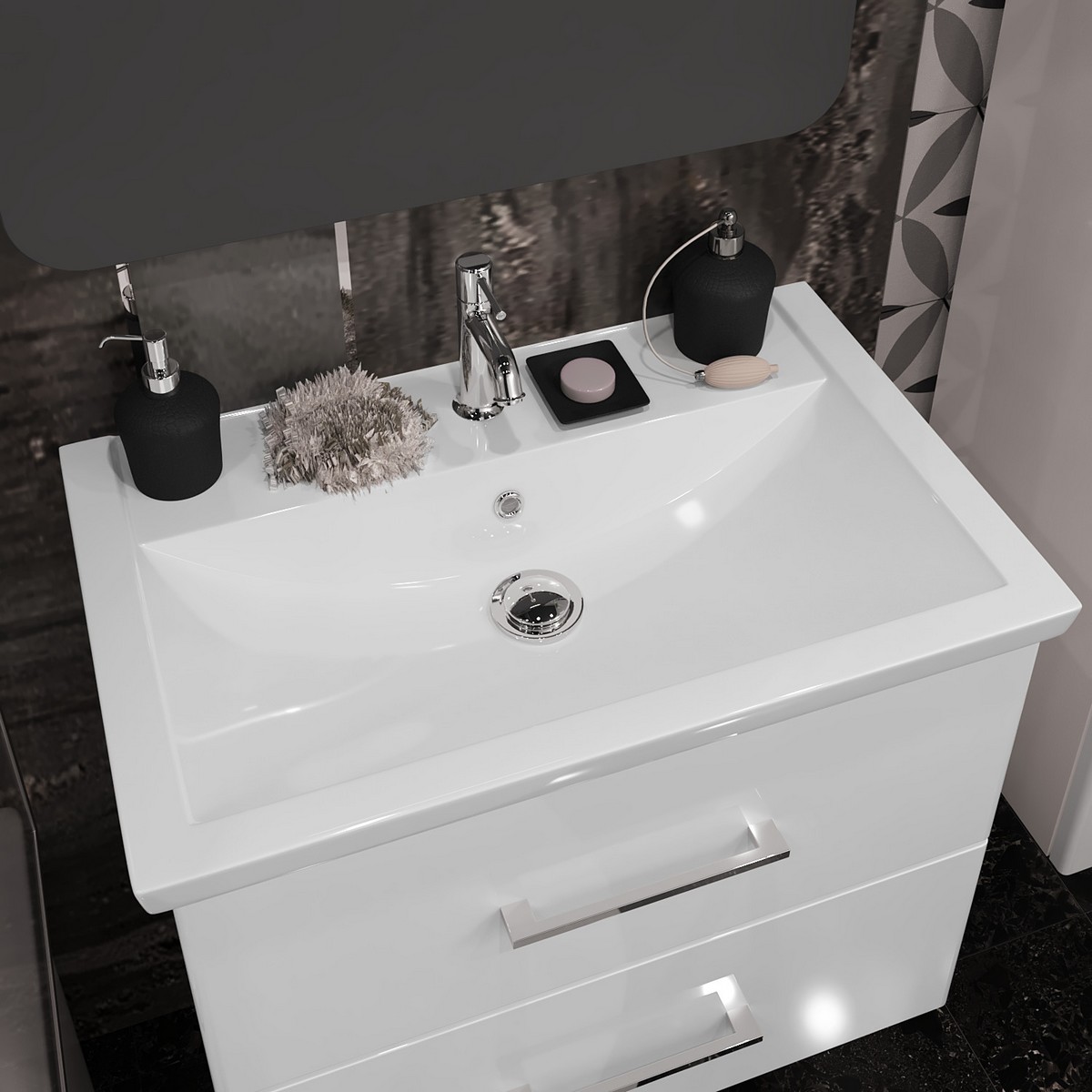 Тумба Opadiris Арабеско 70 с раковиной Frame 70, белый глянец купить в Москве по низкой цене в ...